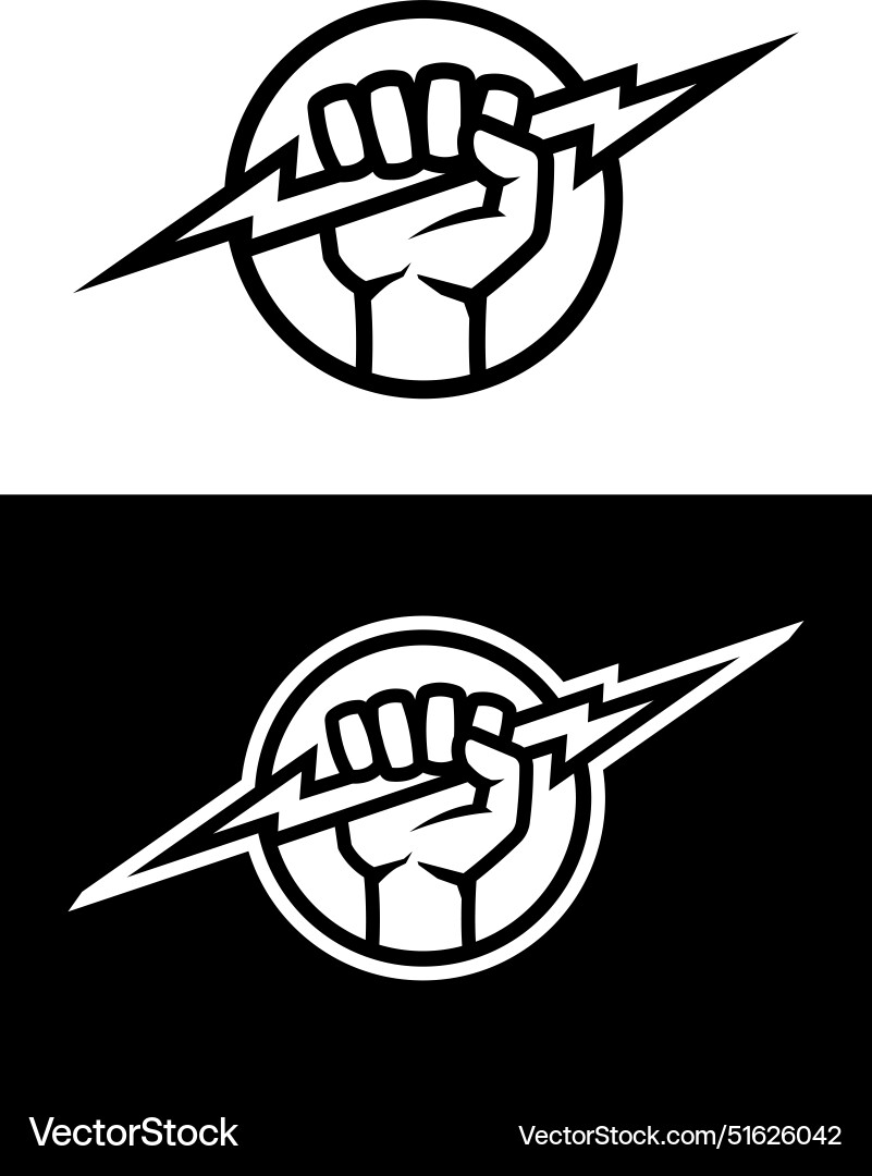 Hand holds lightning logo on dark and light Vector Image