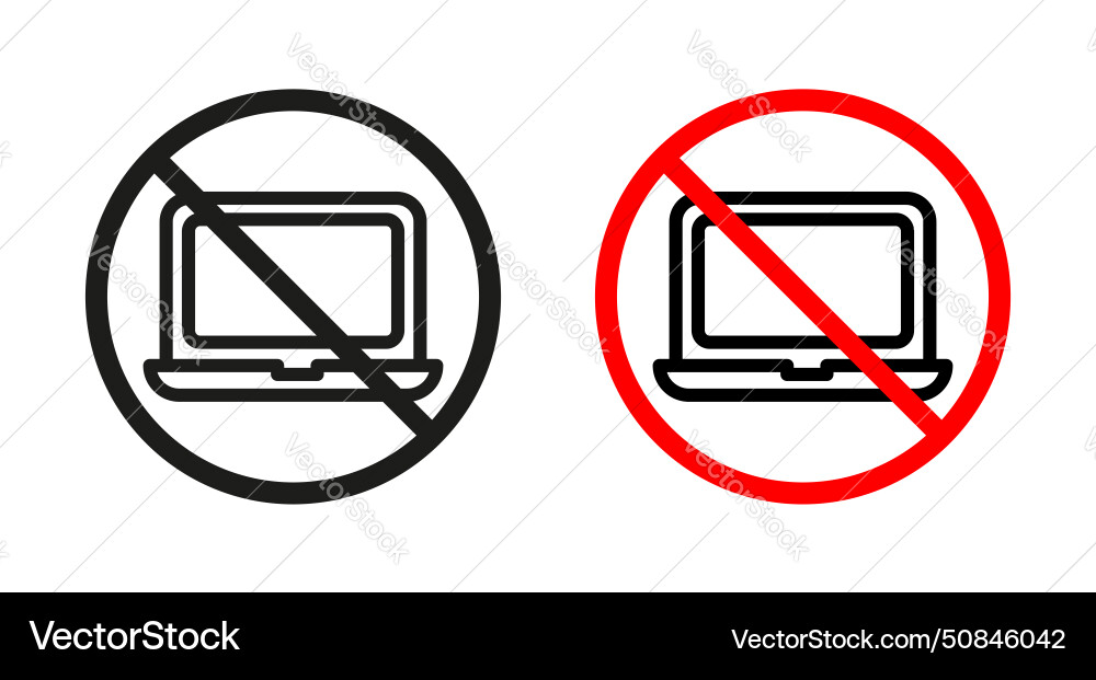 No laptop sign forbidden pc symbol Royalty Free Vector Image