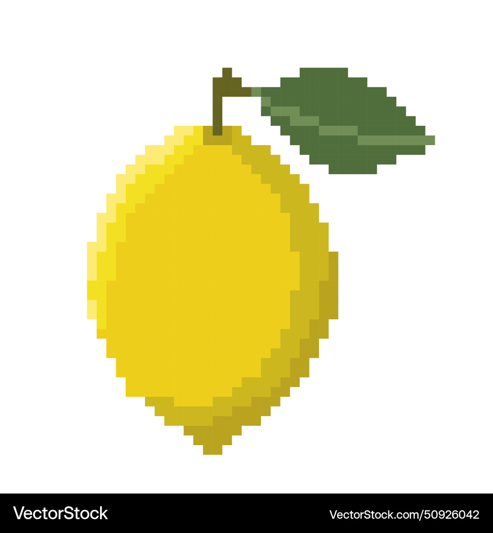 Pixel art fruit lemon isolated on white background