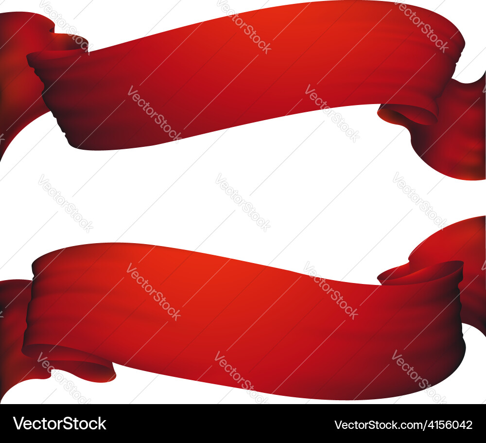 Red ribbon banner set Royalty Free Vector Image