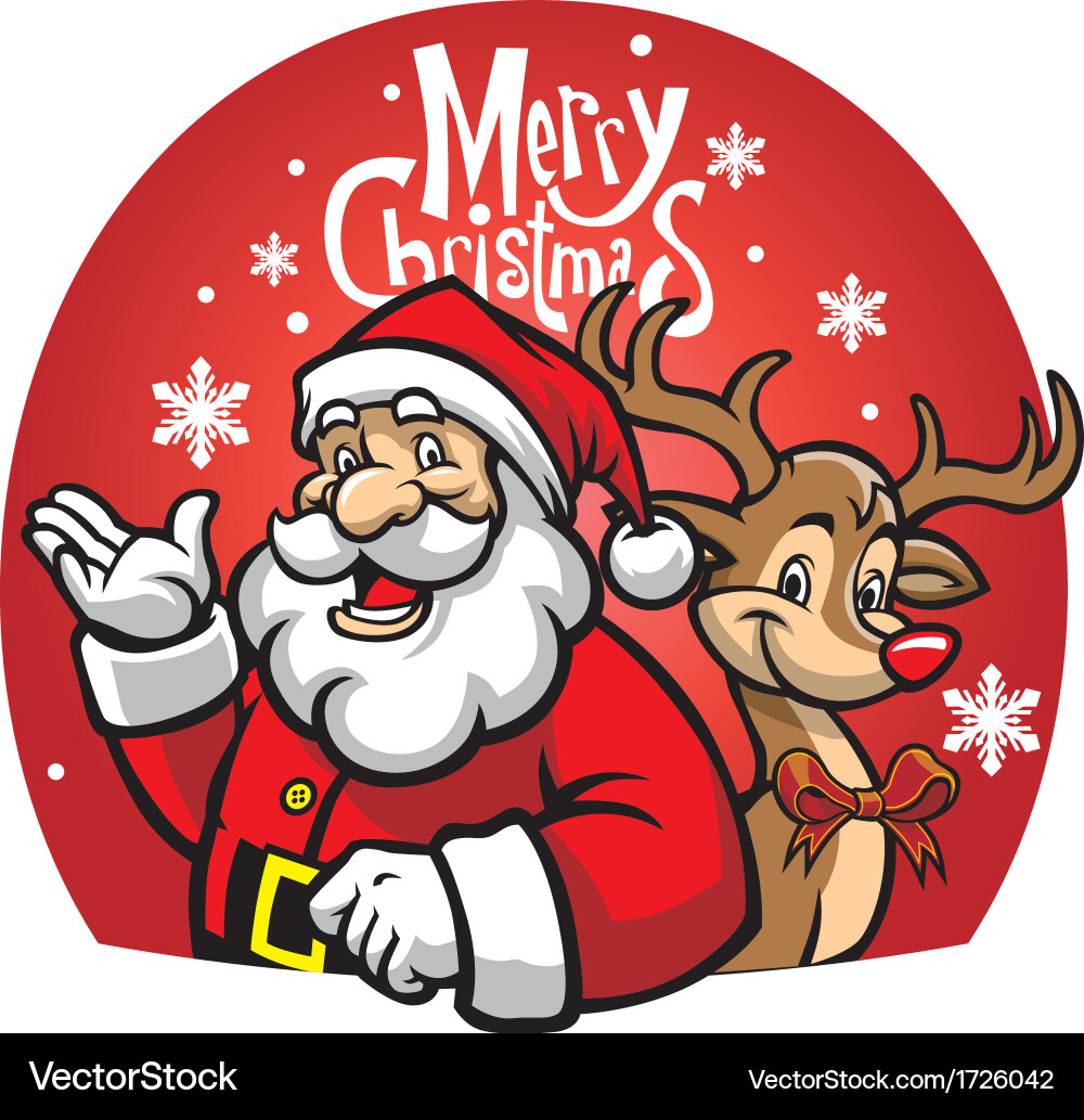 Santa and rudolf the deer Royalty Free Vector Image