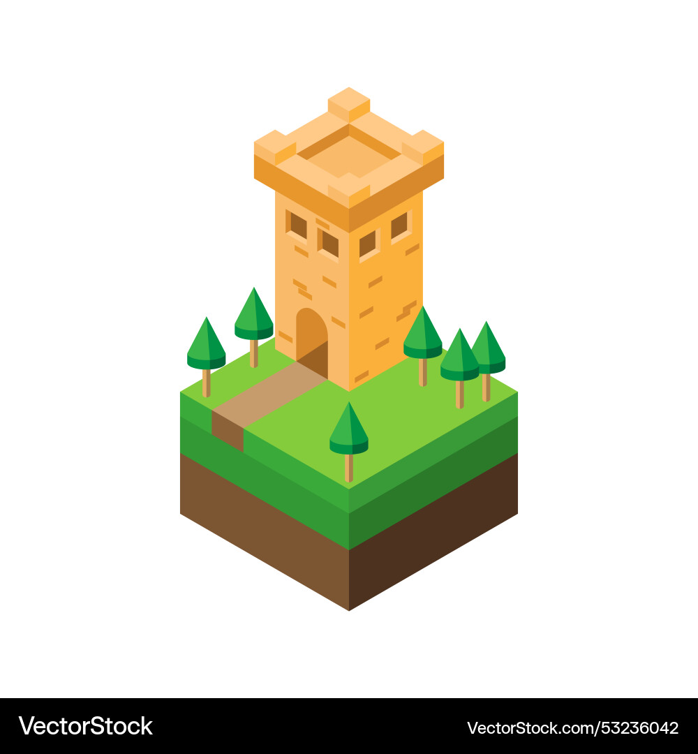 Single castle isometric Royalty Free Vector Image
