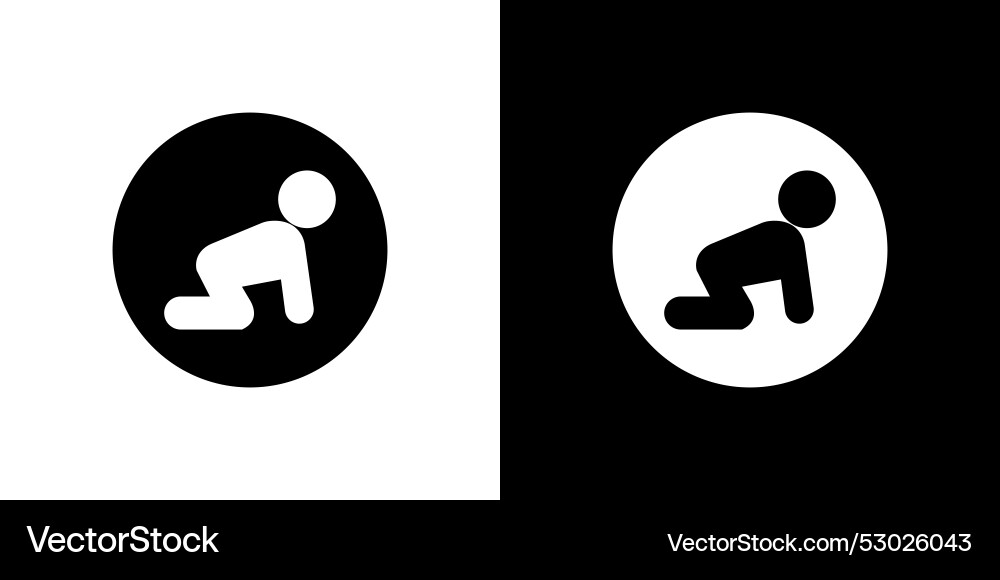 Crawling baby icon logo set Royalty Free Vector Image
