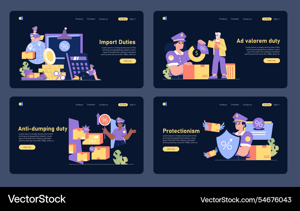 Customs tariffs on imports flat Royalty Free Vector Image