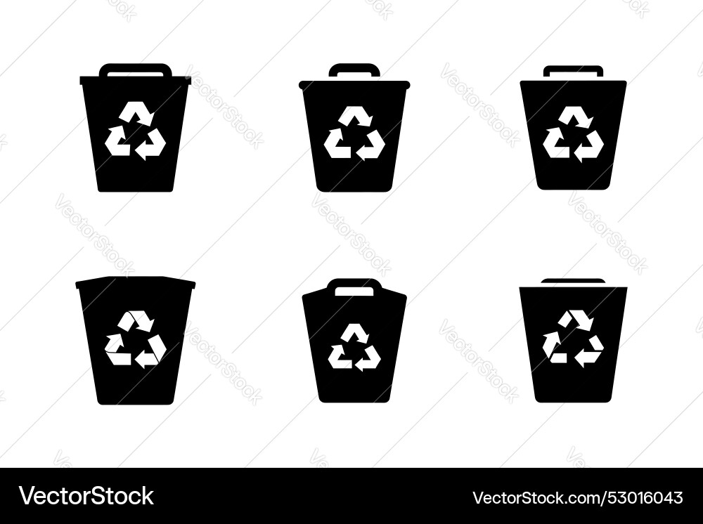 Dust bin logo icon set design silhouette isolated Vector Image