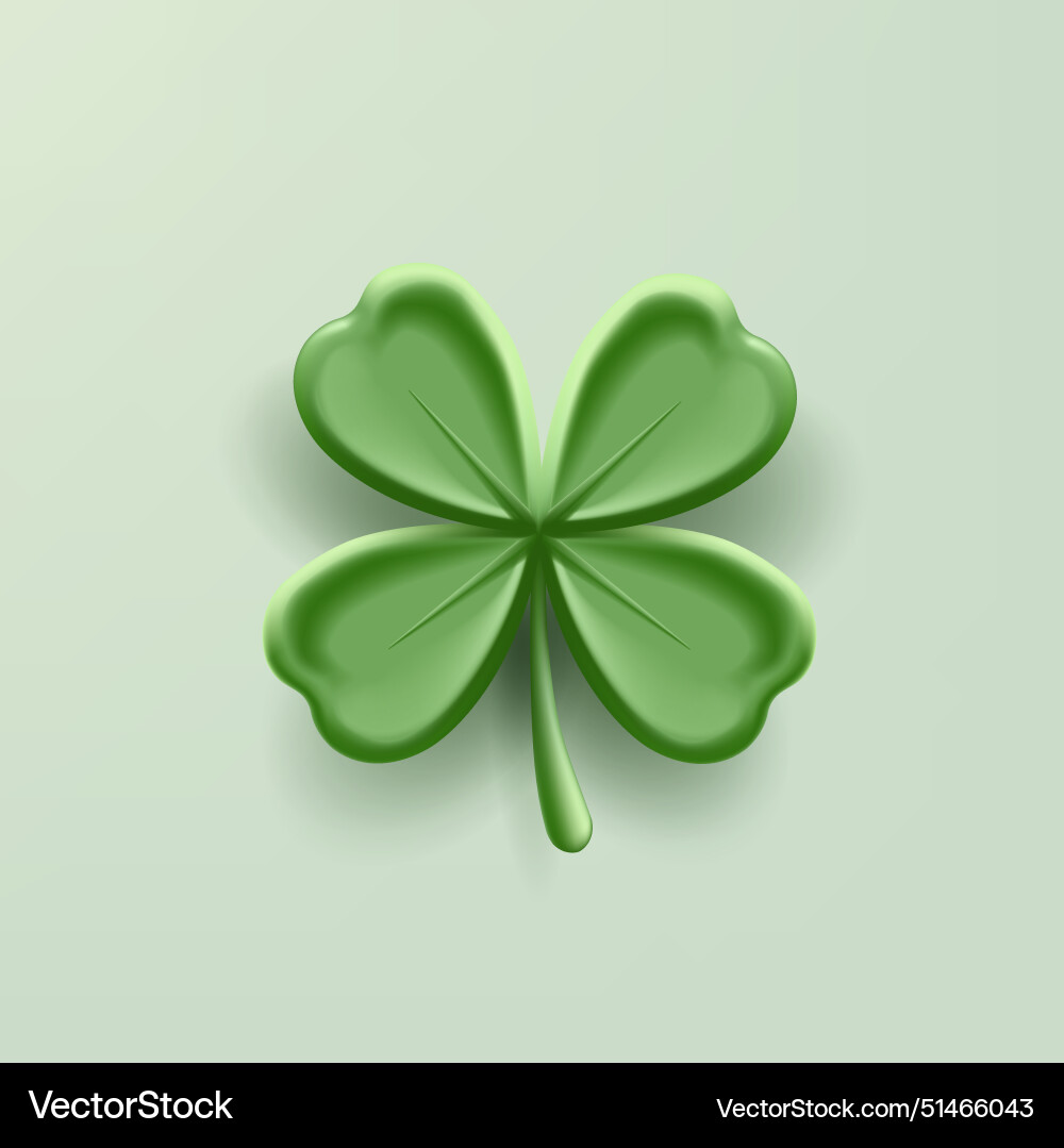 Green clover 3d cartoon digital render icon Vector Image