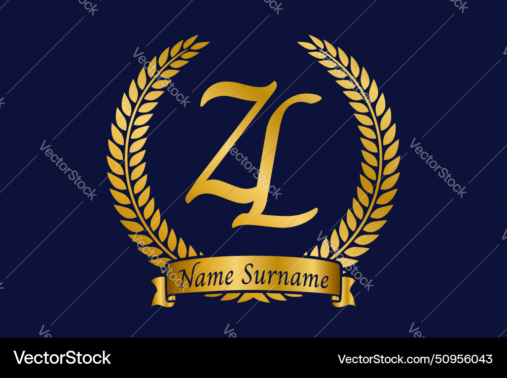 Initial letter z and l zl monogram logo design Vector Image