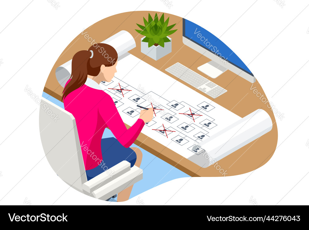 Isometric organisational restructuring staff Vector Image