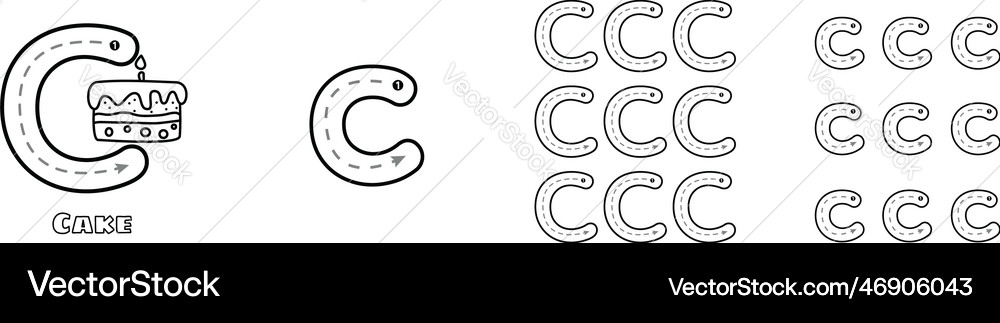 Letter C Trace - Uppercase & Lowercase Vector Image