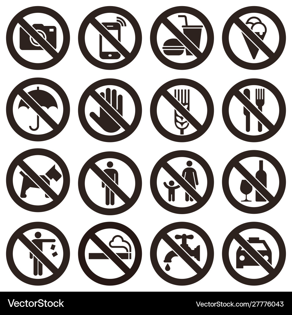 Prohibition signs Royalty Free Vector Image - VectorStock