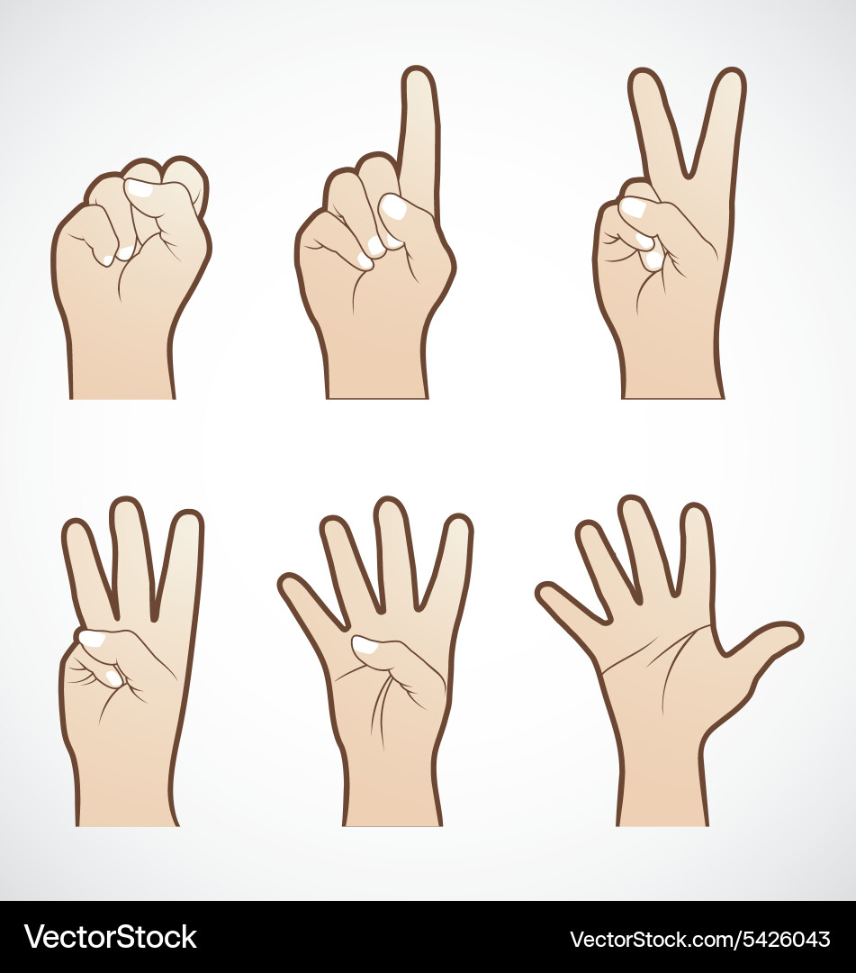 Set of counting hand sign Royalty Free Vector Image