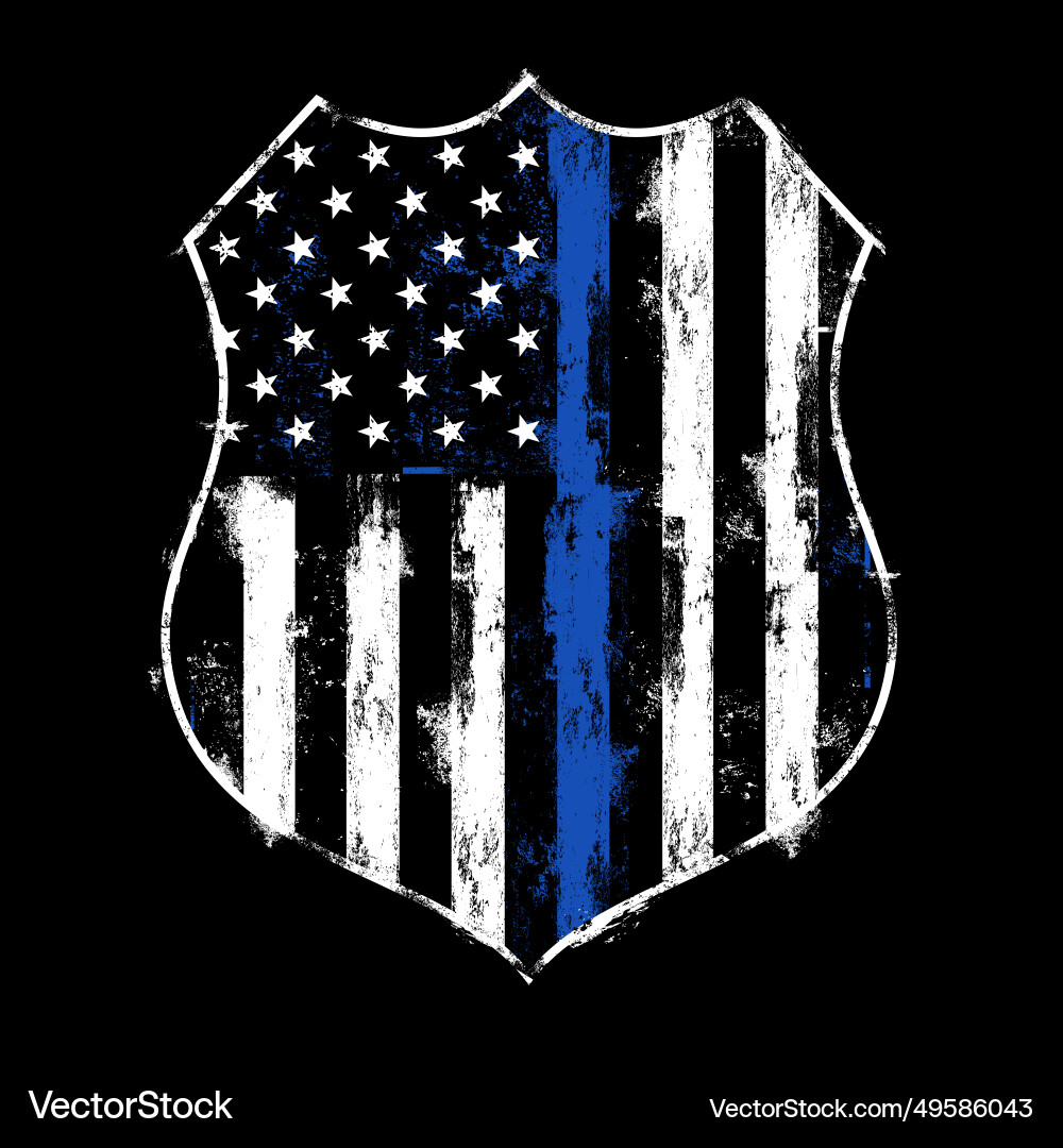 Thin Blue Line American Police Flag Royalty Free Vector