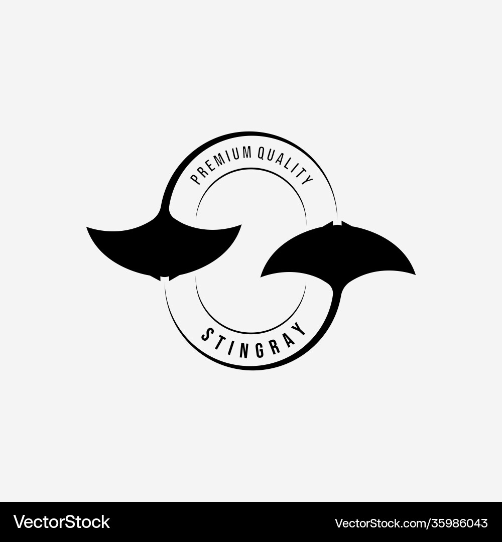Vintage Manta Ray Emblem Royalty Free Vector Image
