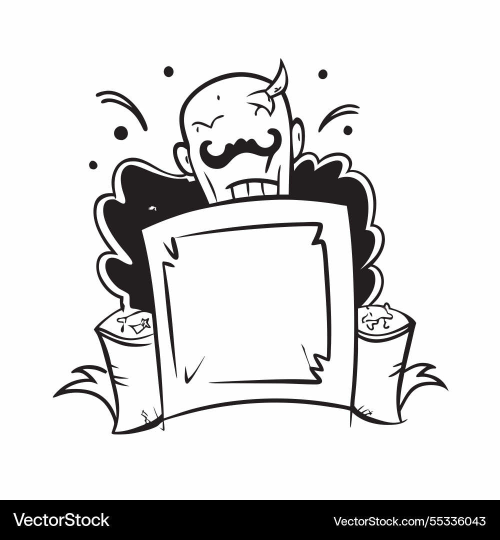 Zombie and tombstone border with spooky night Vector Image