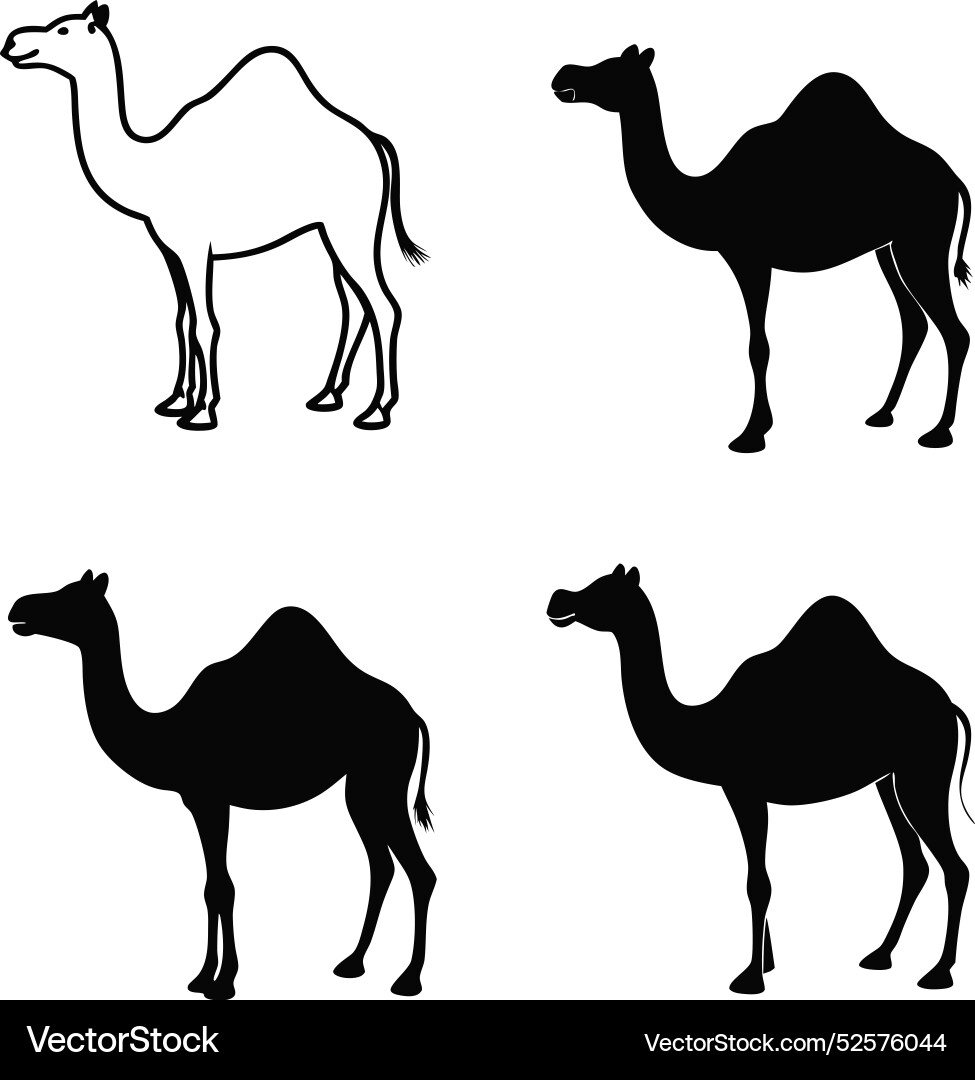 Black camel silhouettes 5 Royalty Free Vector Image
