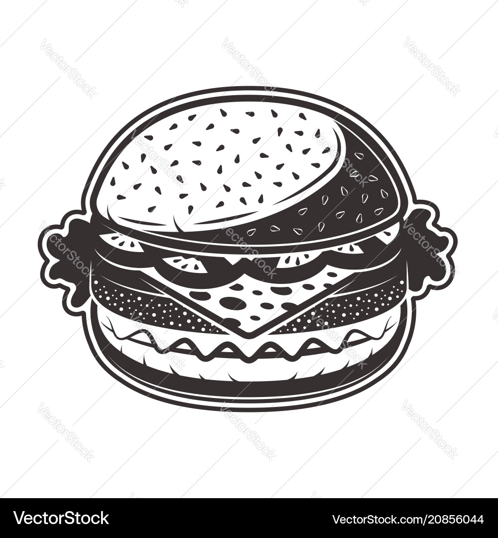 Burger in monochrome style Royalty Free Vector Image