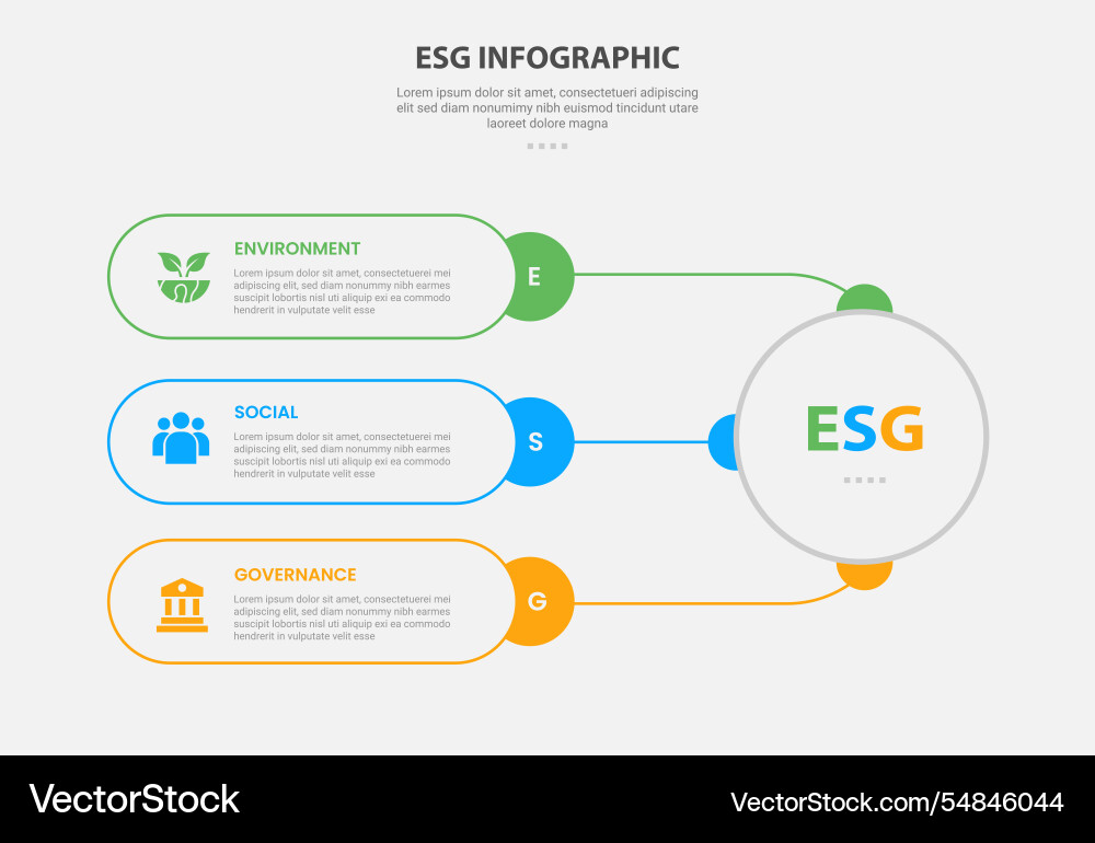 Esg infographic outline style with 3 point Vector Image