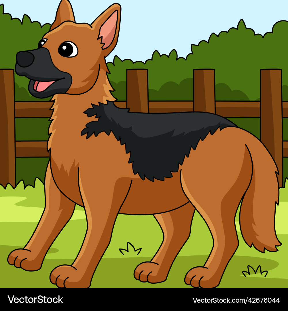 German shepherd dog colored cartoon Royalty Free Vector