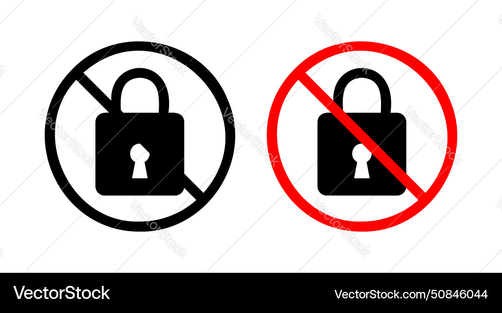 No lock sign computer security password symbol Vector Image