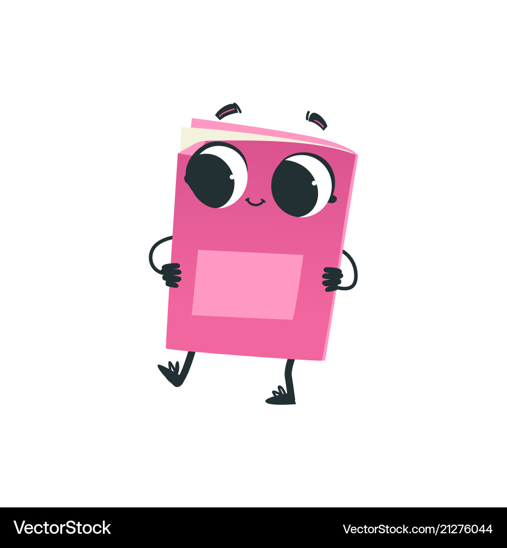 Pink Dancing Book Character Royalty Free Vector Image