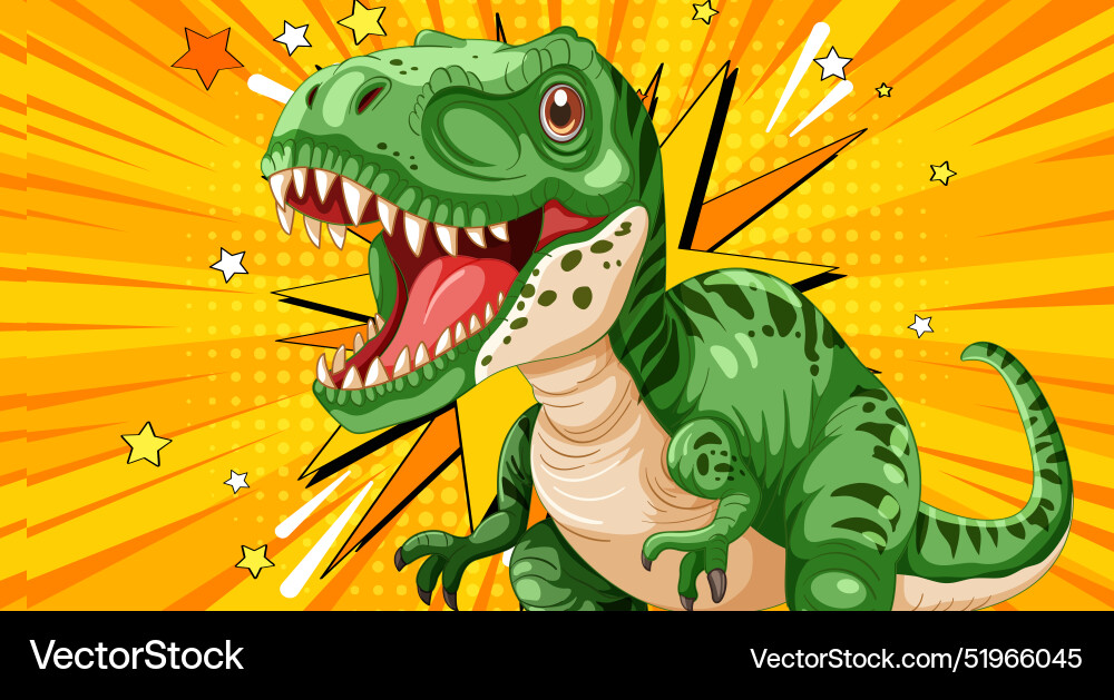 A fierce dinosaur with comic background Royalty Free Vector