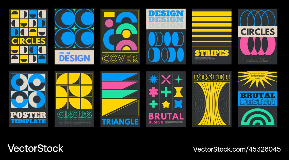 Brutalism poster template modern simple flyer Vector Image Brutalism poster template modern simple flyer Vector Image