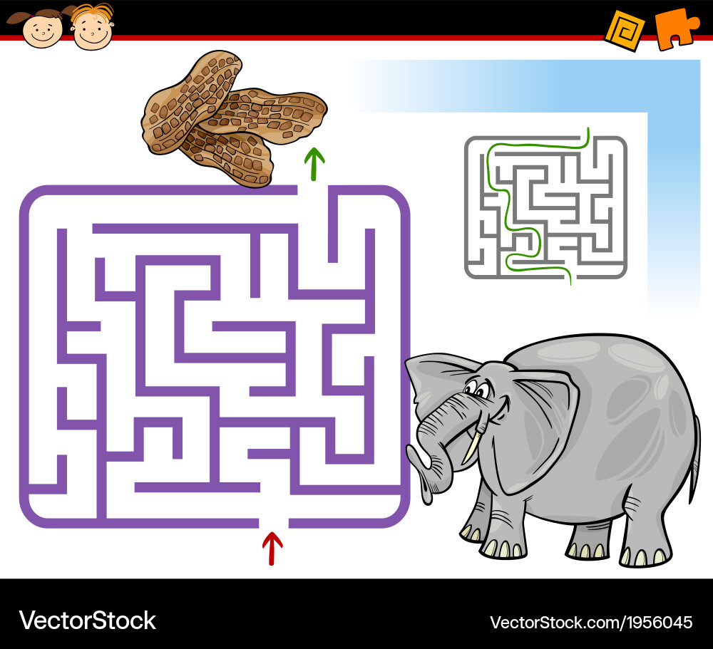 Cartoon maze or labyrinth game Royalty Free Vector Image