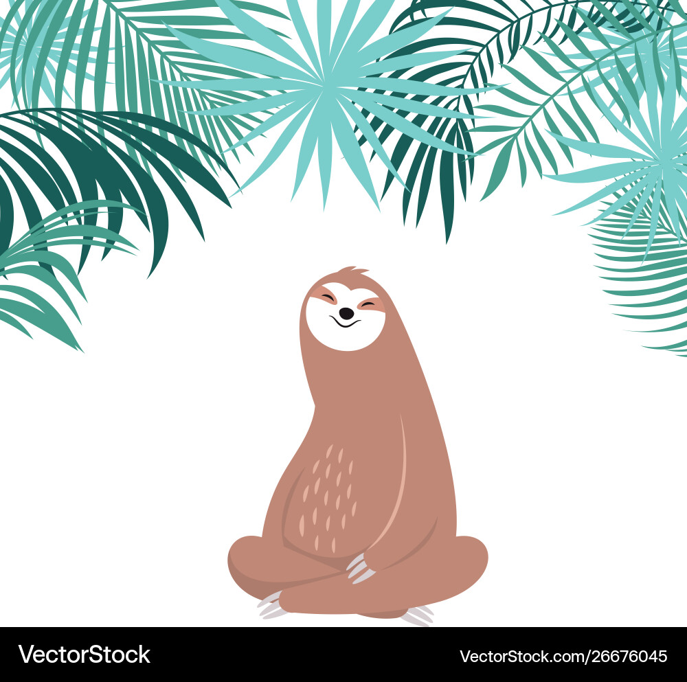 Cute sloth sitting Royalty Free Vector Image - VectorStock