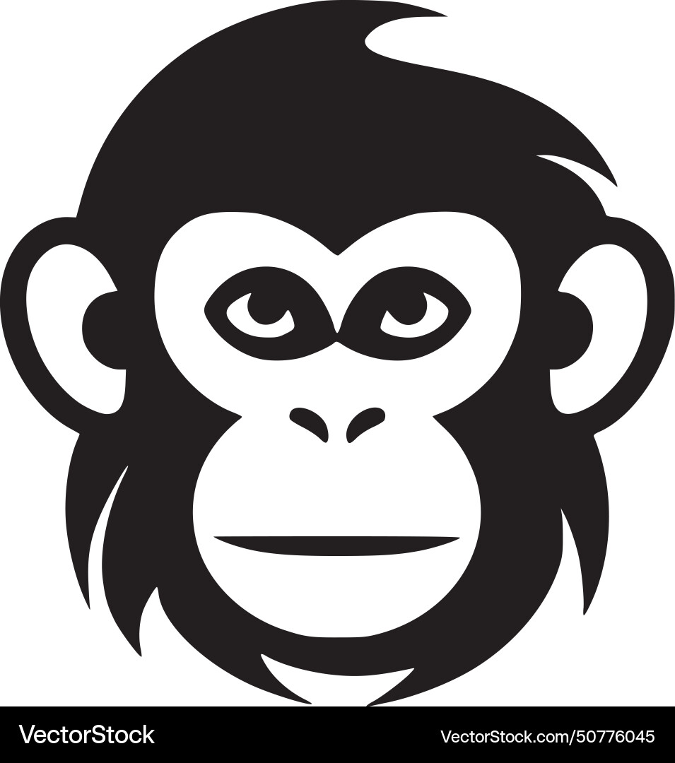 Monkey - minimalist and flat logo Royalty Free Vector Image