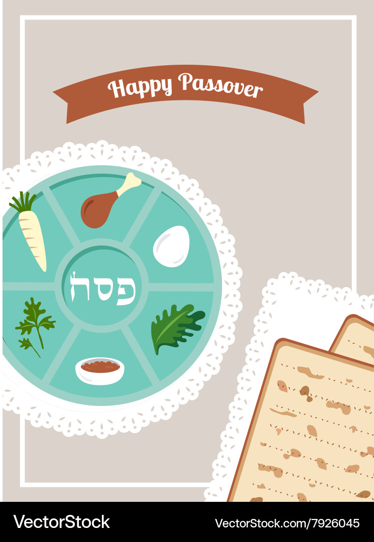Passover Seder Table Celebration Royalty Free Vector Image