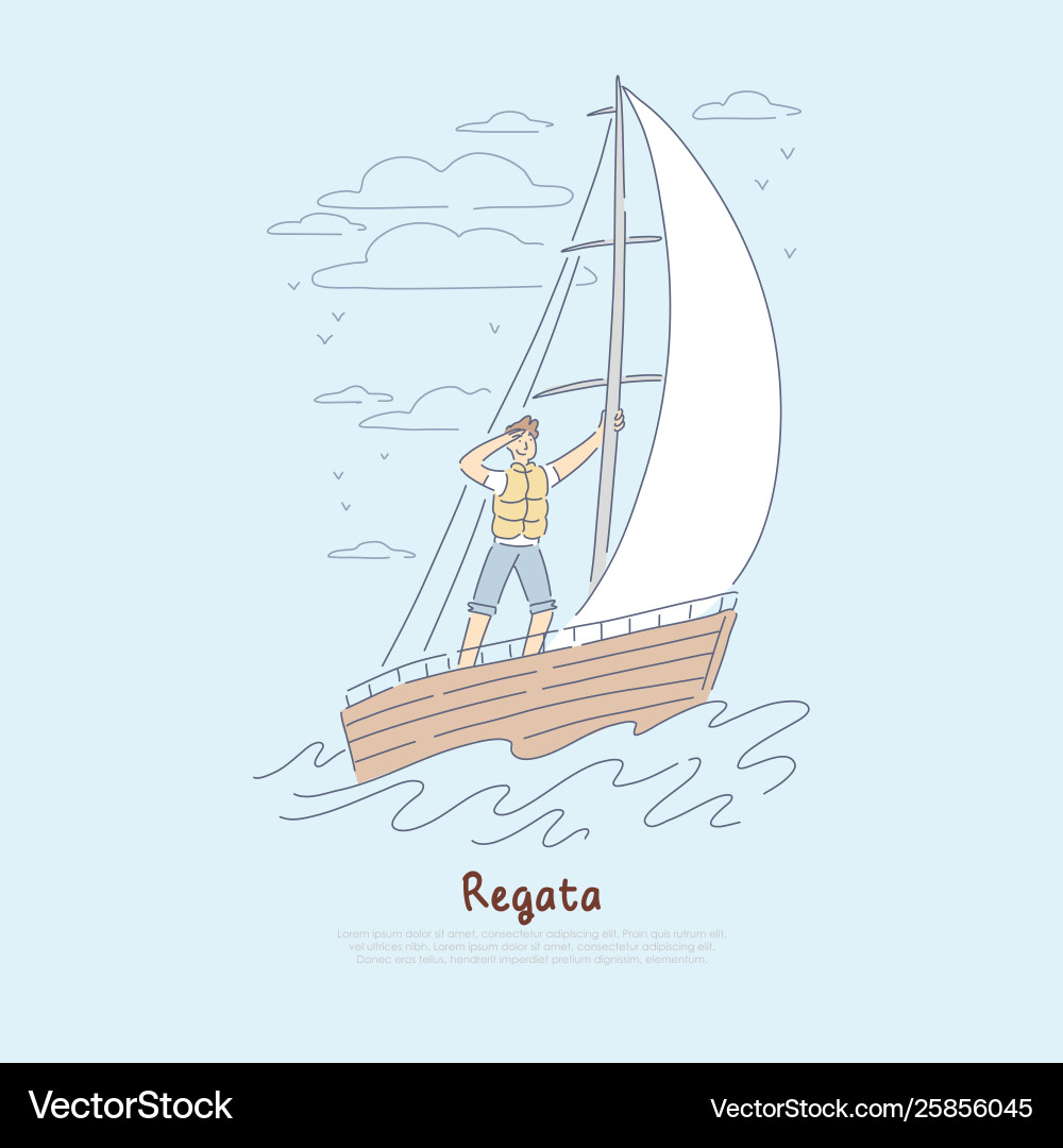 Regatta yachting competition young sailor Vector Image