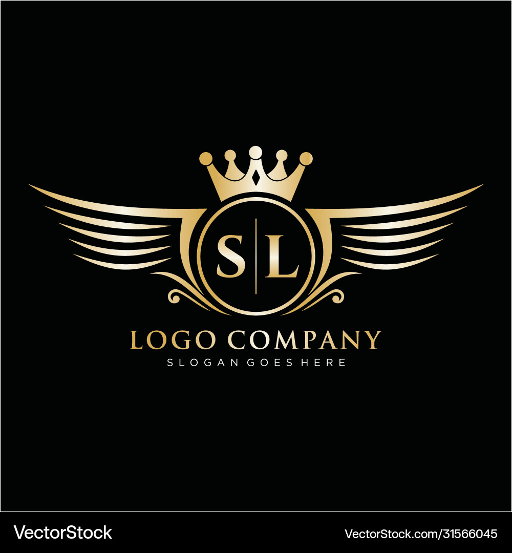 Sl letter initial with royal wing logo template Vector Image