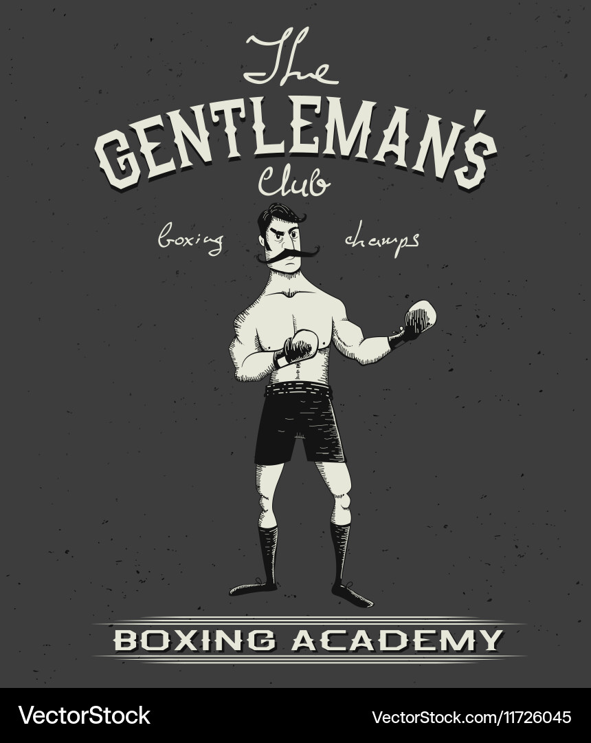 Vintage old poster with boxer Royalty Free Vector Image