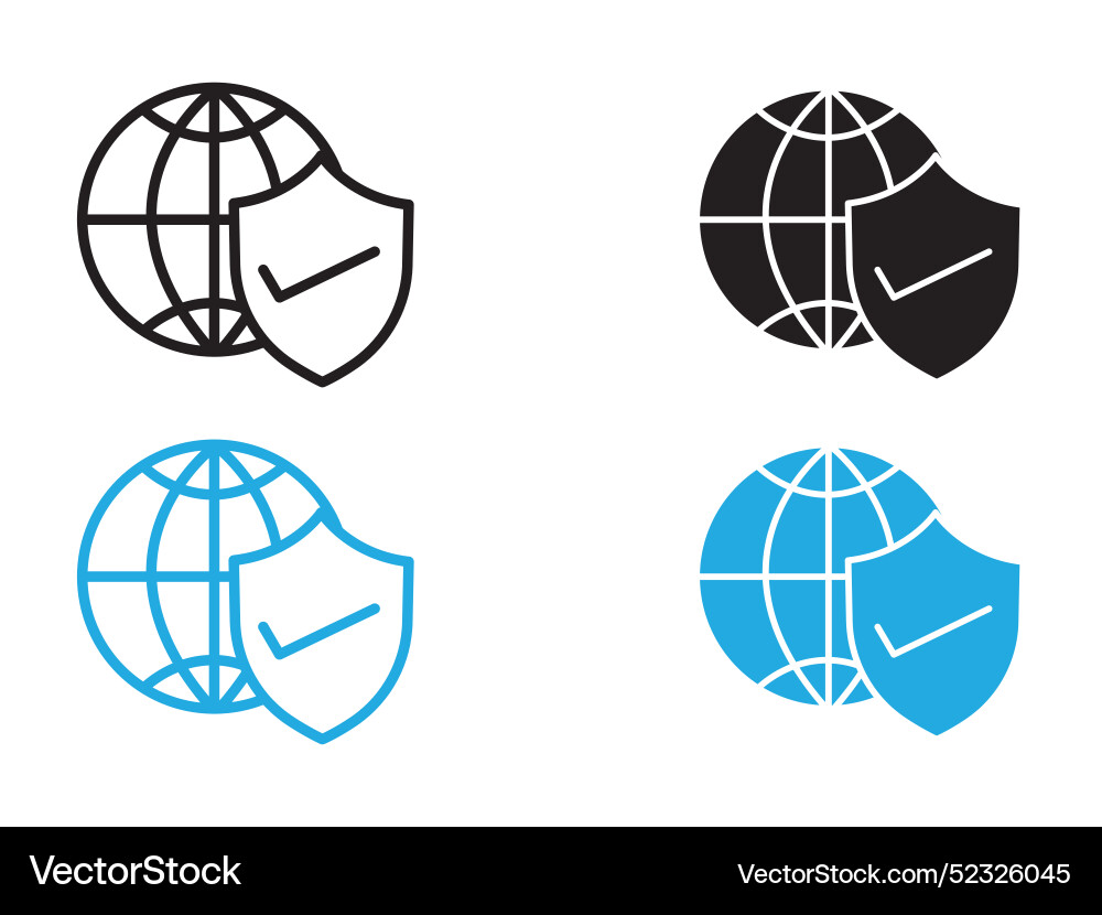 Web security icon black and white outline sign Vector Image