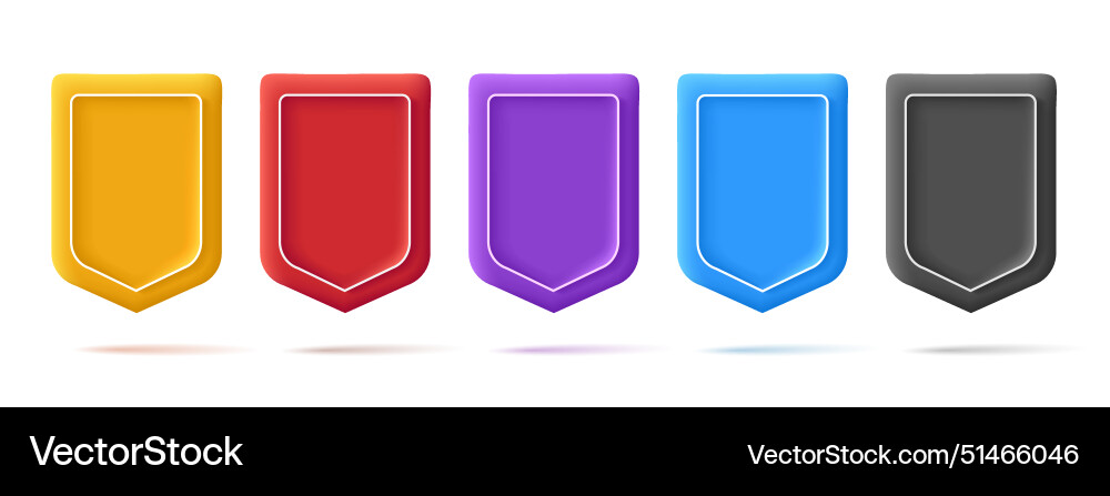 3d render shields icon set empty security shape Vector Image