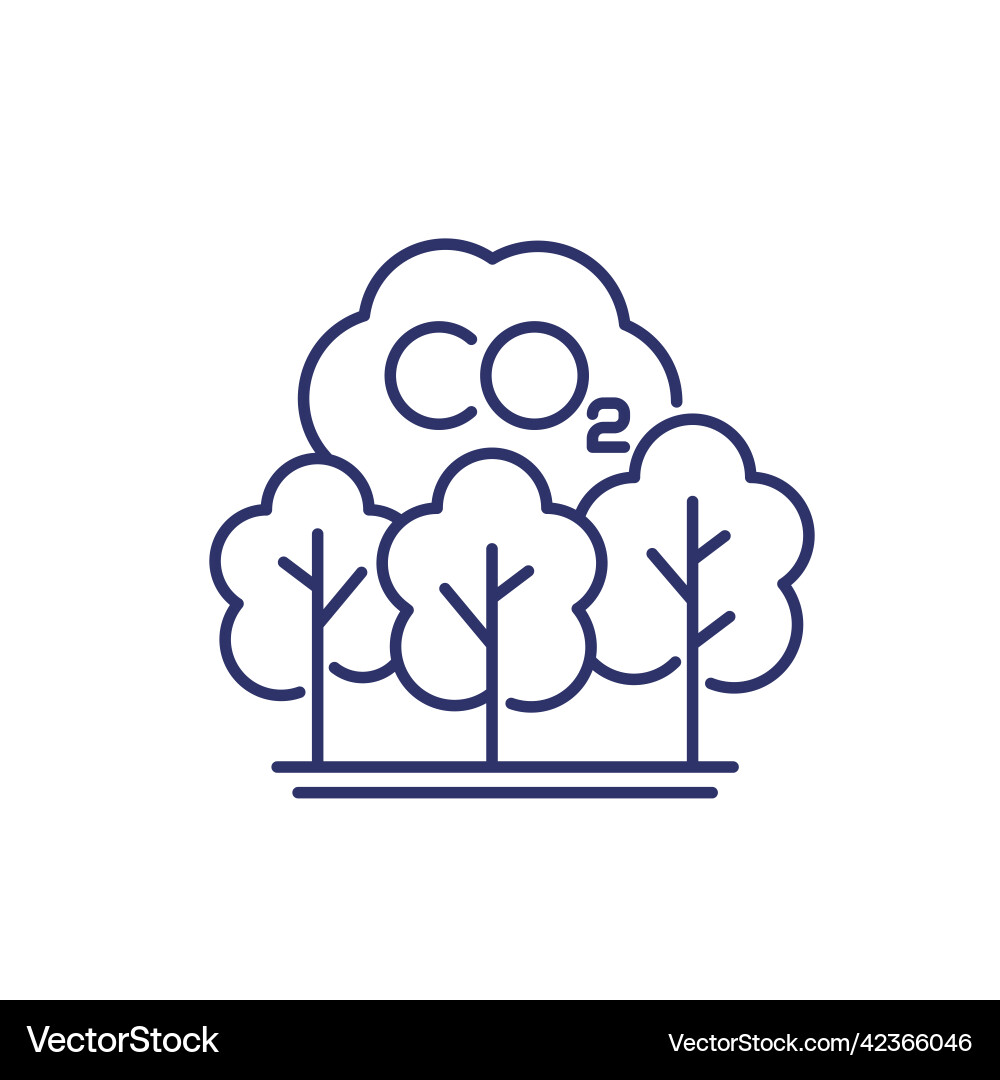 Carbon offset co2 reduction line icon Royalty Free Vector