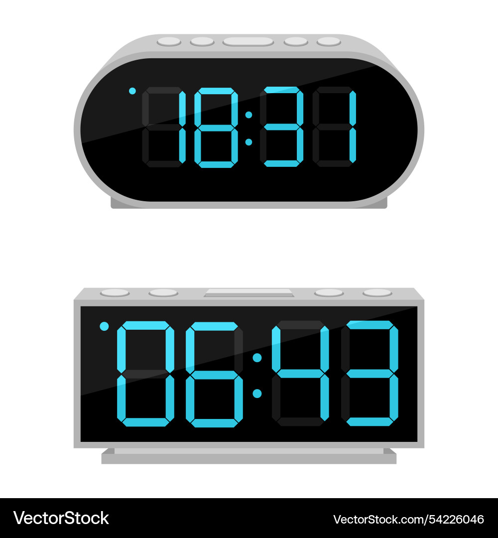 Digital alarm clock icon set Royalty Free Vector Image