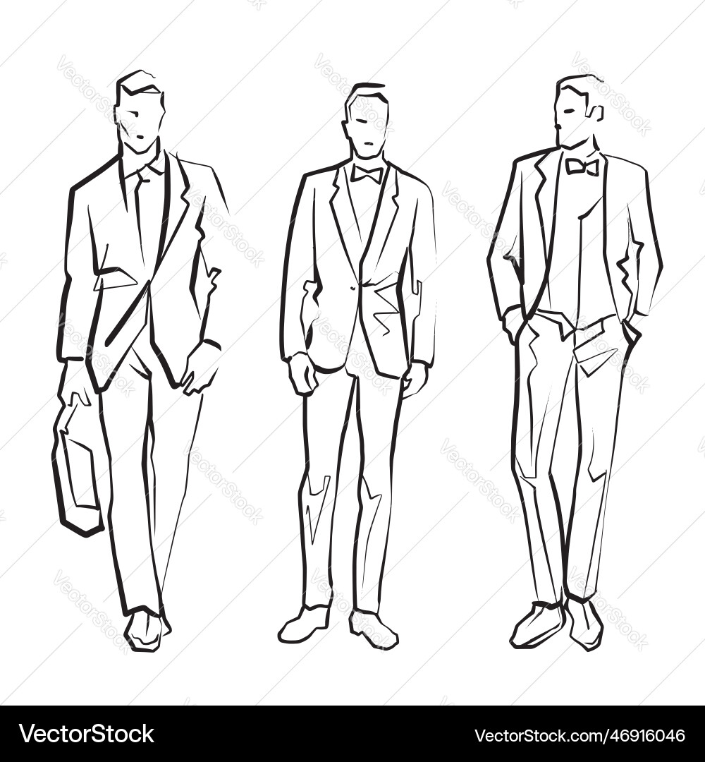 Fashion models line drawing Royalty Free Vector Image