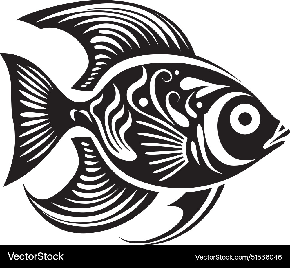 Fish - black and white Royalty Free Vector Image