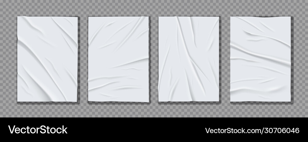 Glued wrinkled paper set transparent Royalty Free Vector