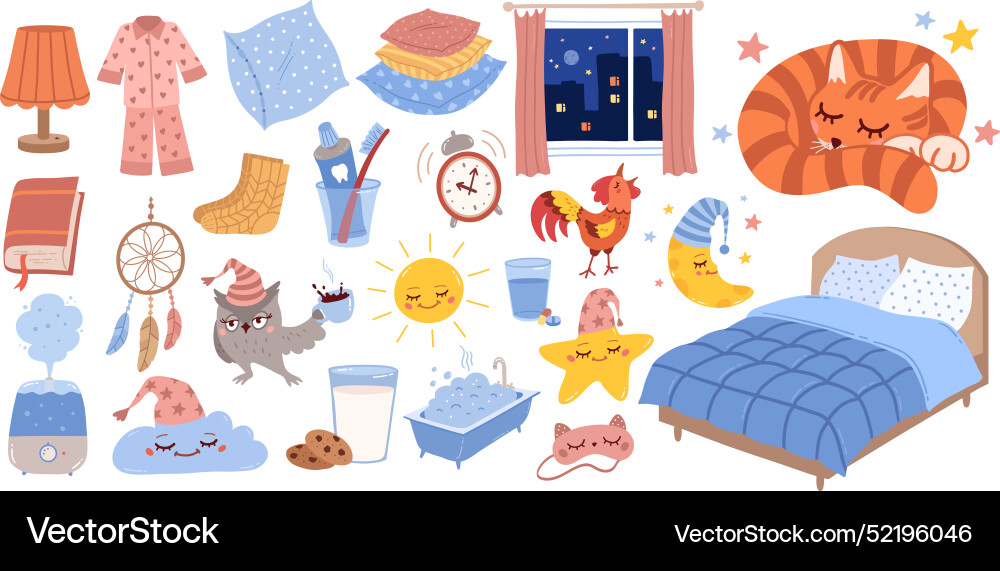 Good night set Royalty Free Vector Image - VectorStock