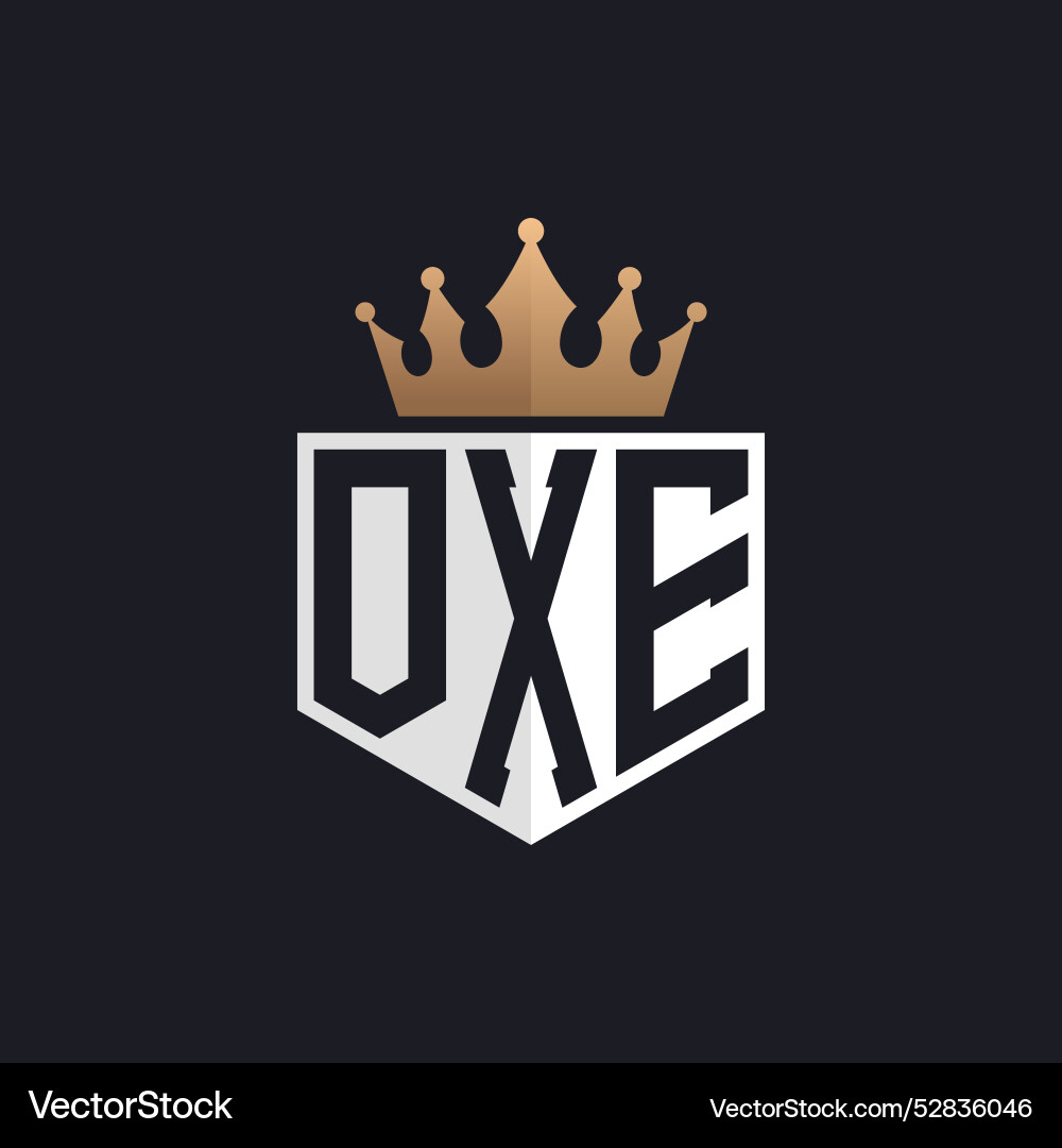 Luxury oxe logo with crown elegant initials Vector Image