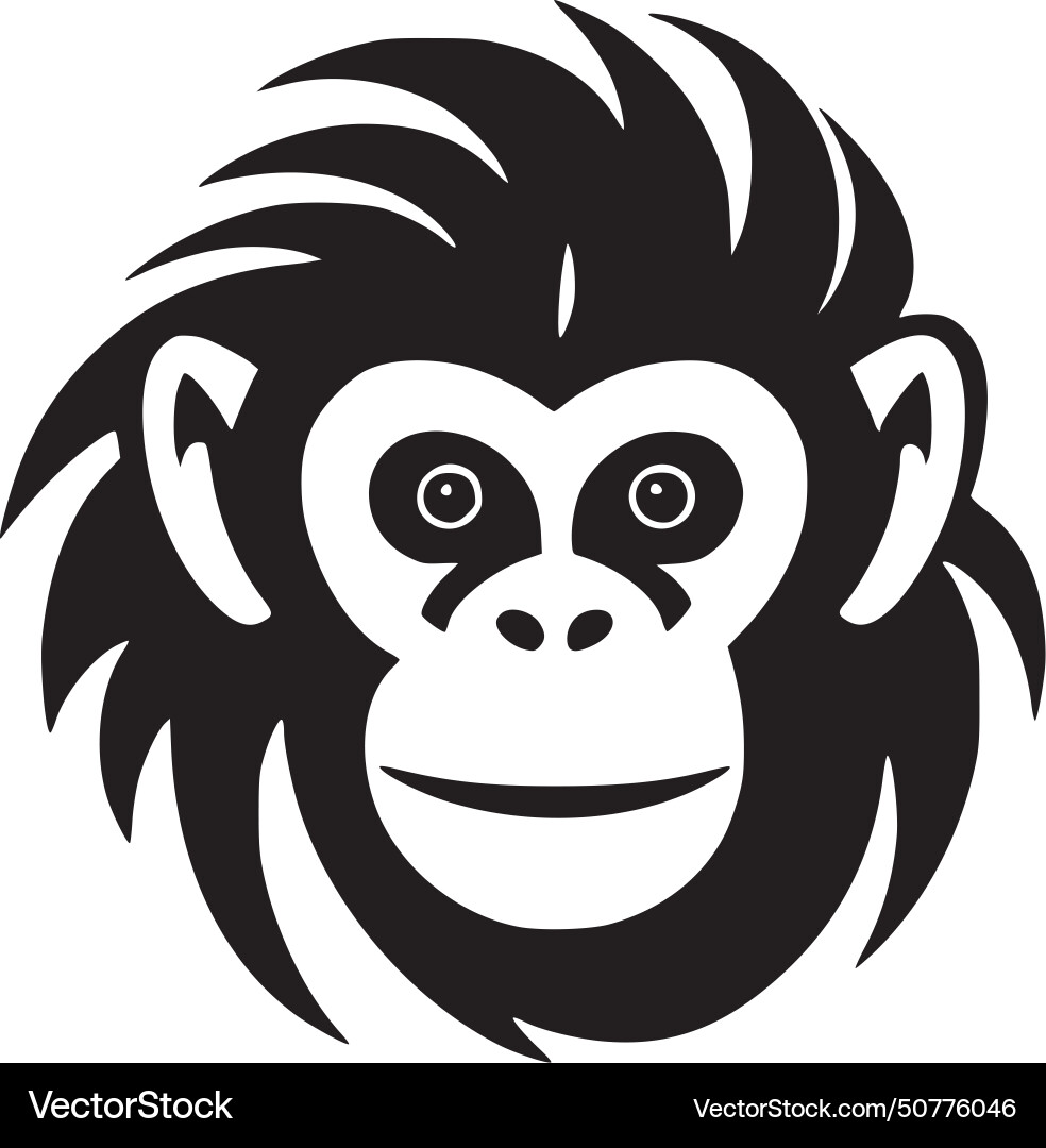 Monkey - black and white isolated icon Royalty Free Vector