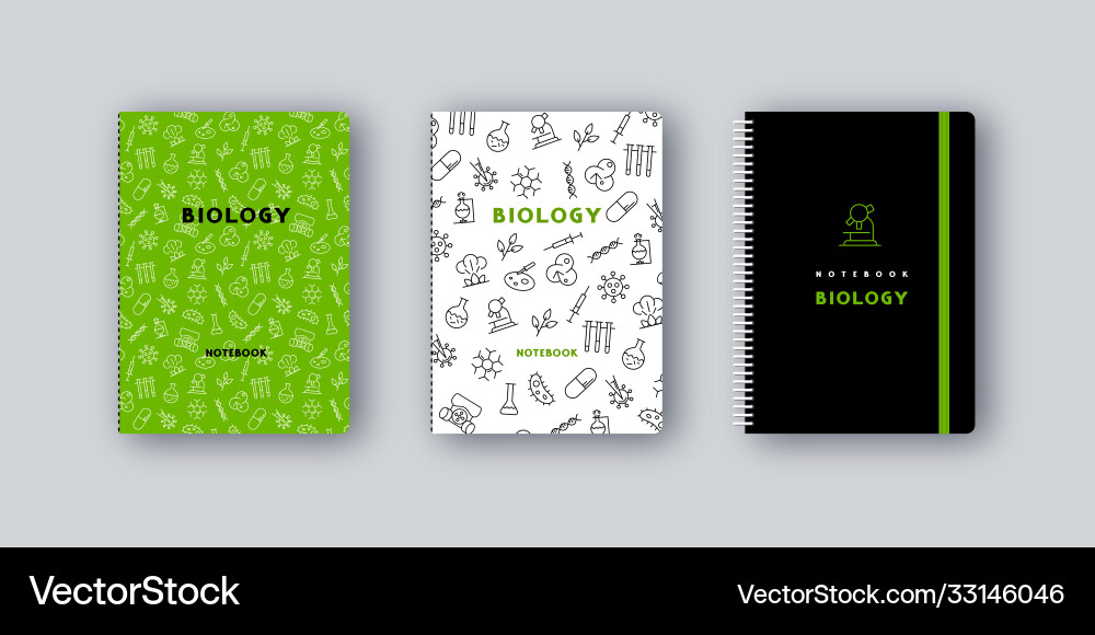 Notebook covers design for biology school subject Vector Image