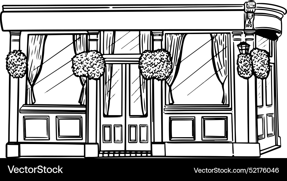 Restaurant exterior line drawing Royalty Free Vector Image