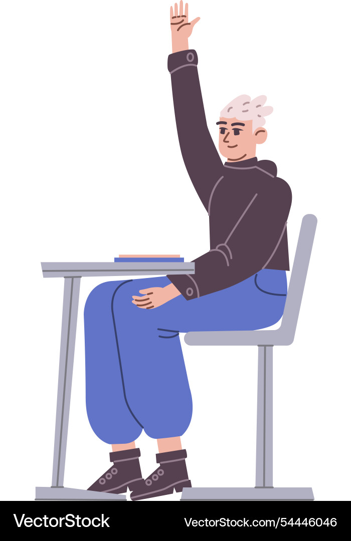School student raise hand active college pupil Vector Image