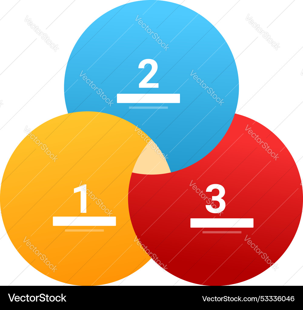 Three intersecting circles diagram showing areas Vector Image