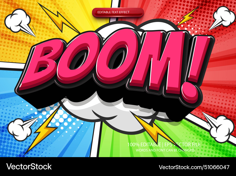 Big bang boom comic cartoon style bold 3d Vector Image