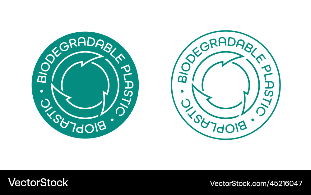 Biodegradable plastic sign Royalty Free Vector Image