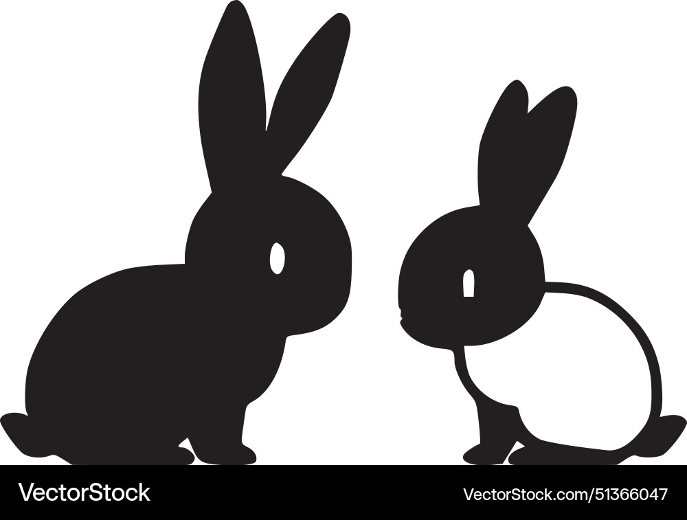 Bunnies - black and white isolated icon Royalty Free Vector